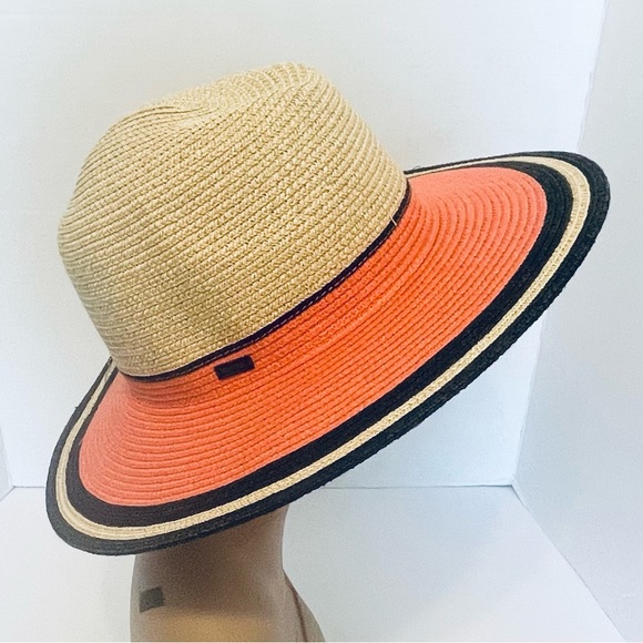betmar | Accessories | Betmar New York Peach Brown Tan Straw Hat Wide ...